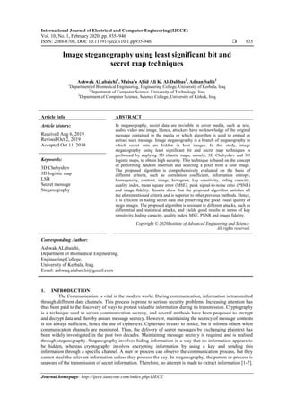 Image steganography using least significant bit and secret map techniques | PDF