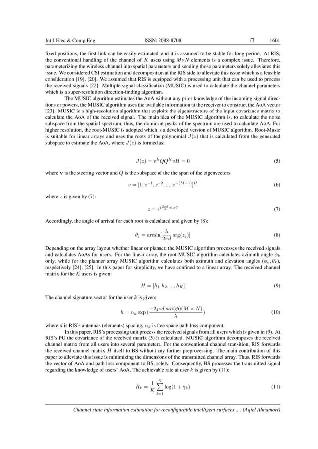 Channel state information estimation for reconfigurable intelligent surfaces based on received ...