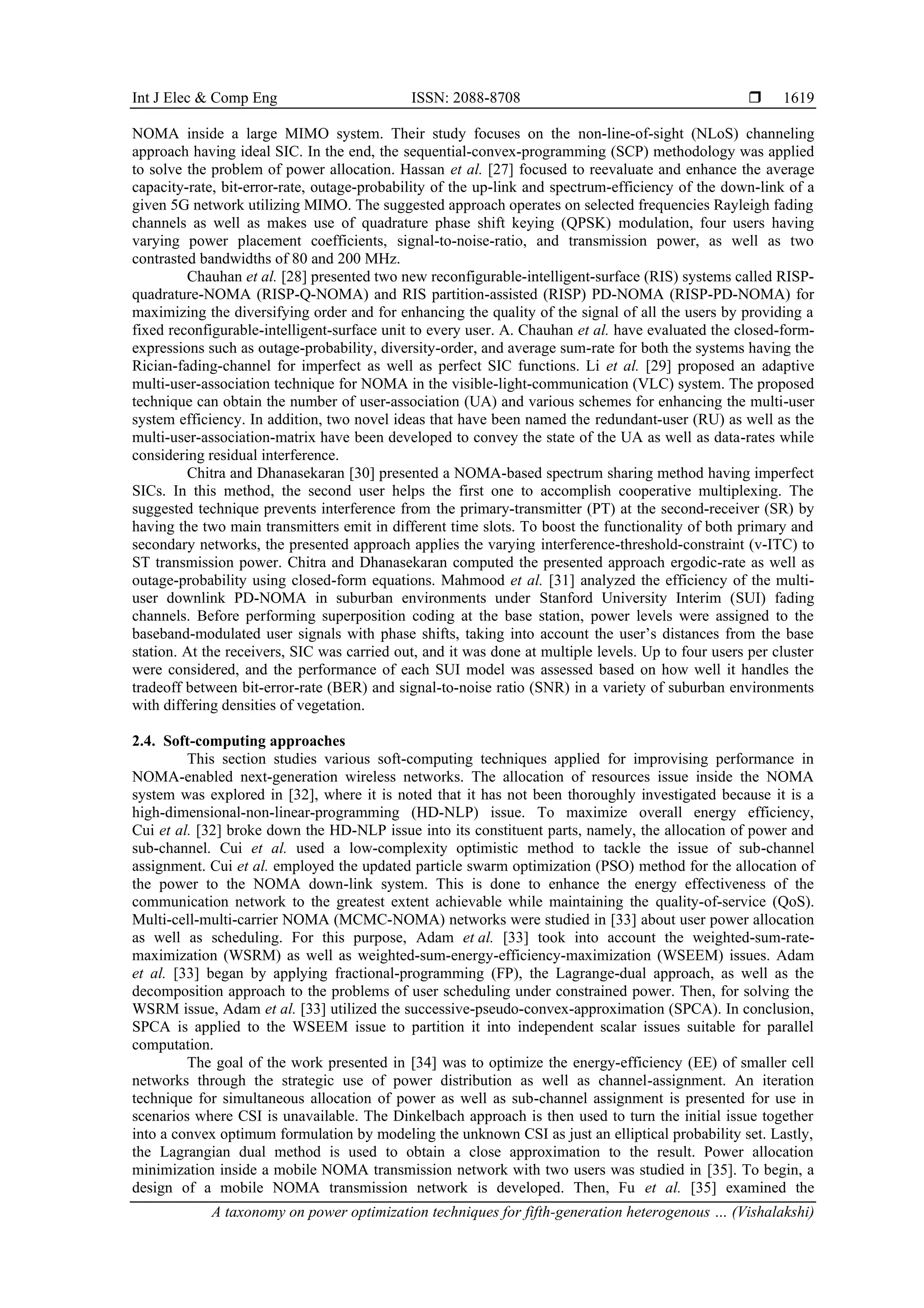 A Taxonomy On Power Optimization Techniques For Fifthgeneration Heterogenous Non Orthogonal