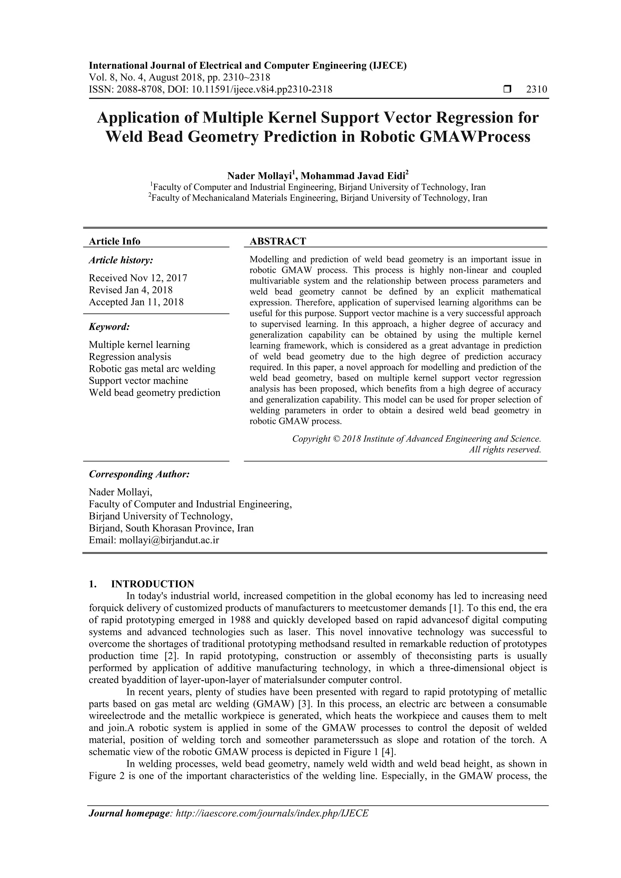Application of Multiple Kernel Support Vector Regression for Weld Bead Geometry Prediction in ...