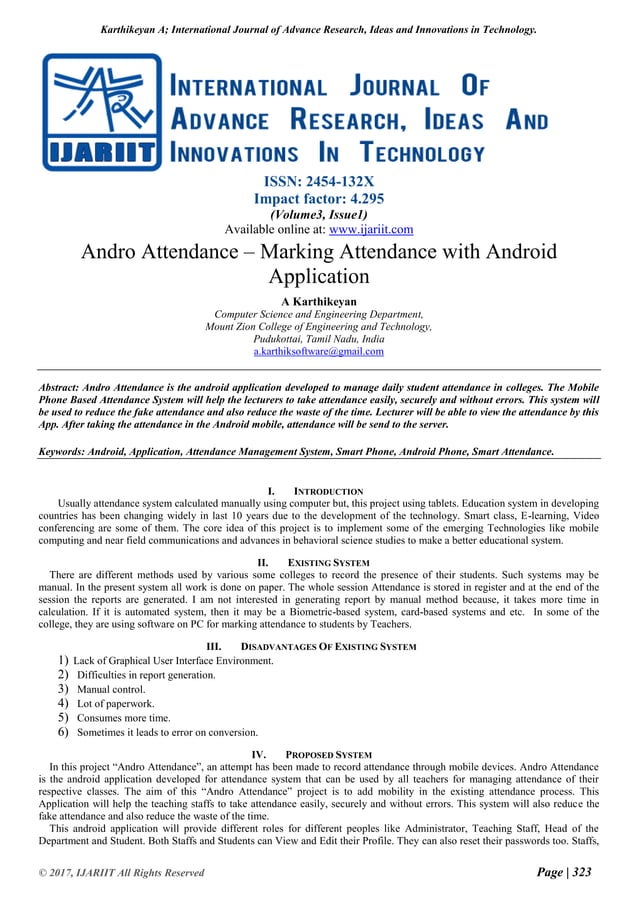 Andro Attendance – Marking Attendance with Android Application | PDF