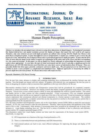 Human Depth Perception | PDF | 3-D Graphics | Computer Software and Applications