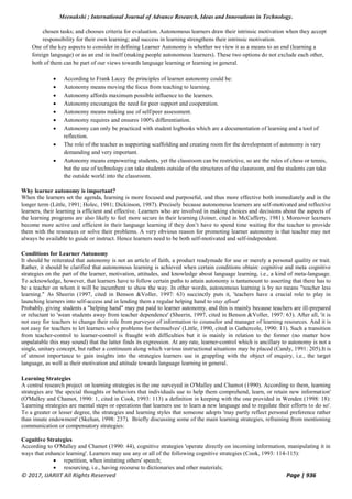 Impact of Autonomous Learning on the Achievement Level of Students of ...