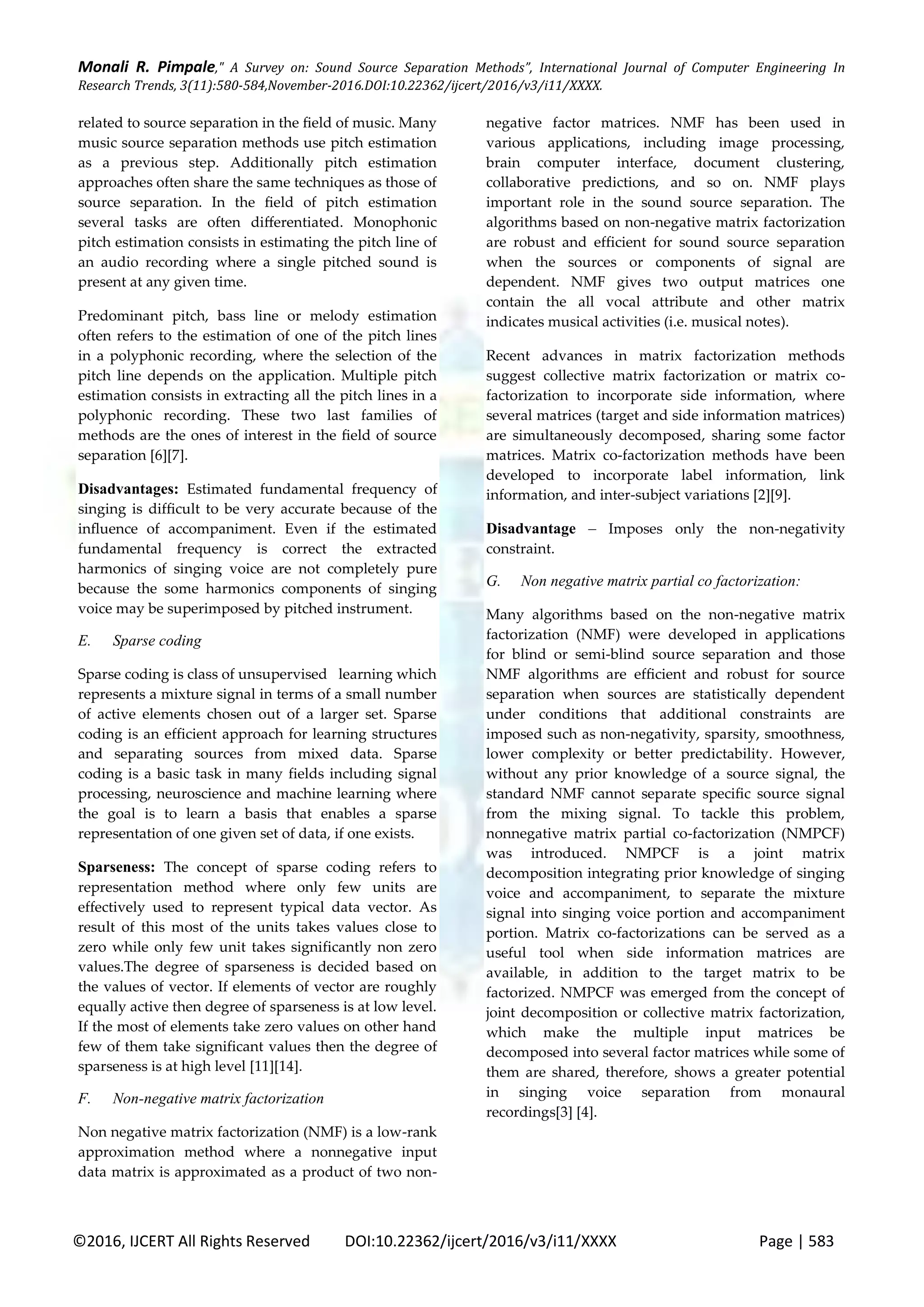 A Survey On Sound Source Separation Methods Pdf