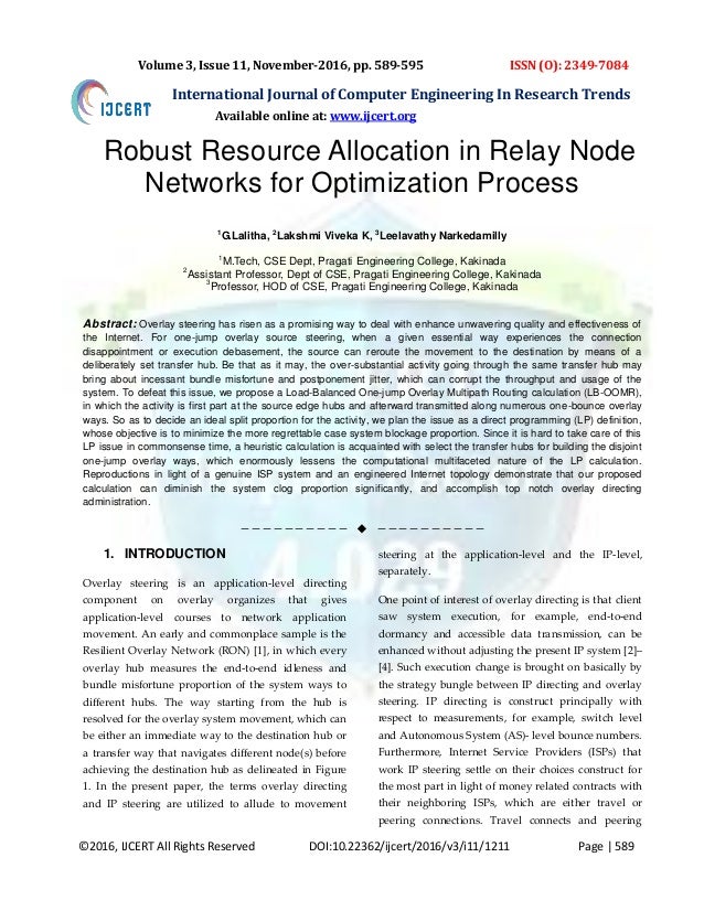 Robust Resource Allocation In Relay Node Networks For Optimization Pr