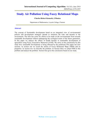 Study Air Pollution Using Fuzzy Relational Maps | PDF