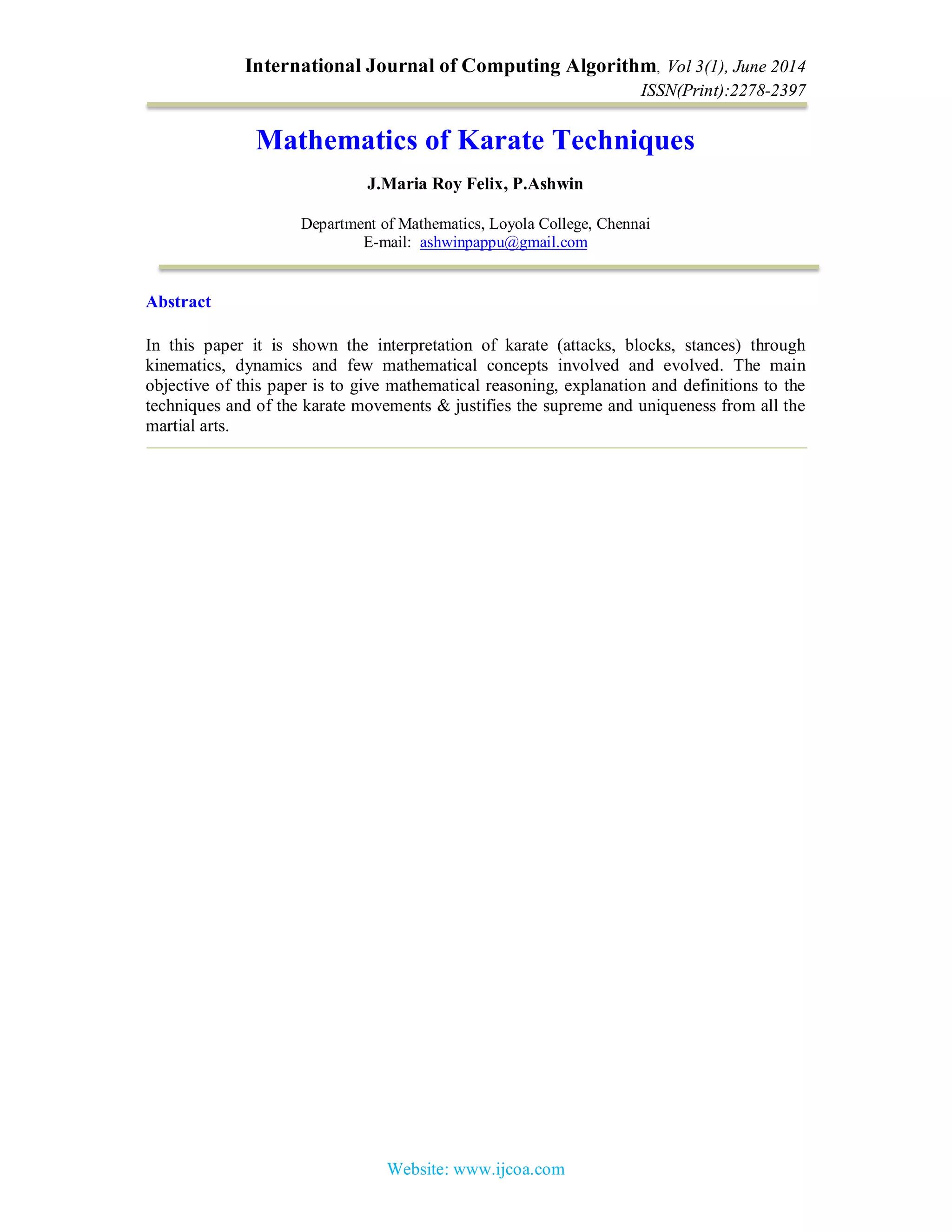 Mathematics of Karate Techniques | PDF