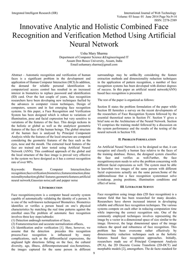 Innovative Analytic and Holistic Combined Face Recognition and Verification Method Using ...
