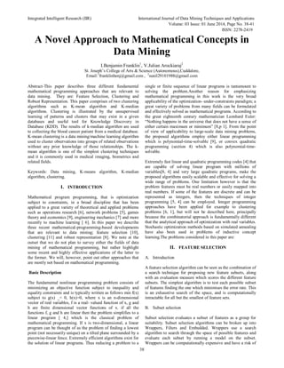 A Novel Approach to Mathematical Concepts in Data Mining | PDF
