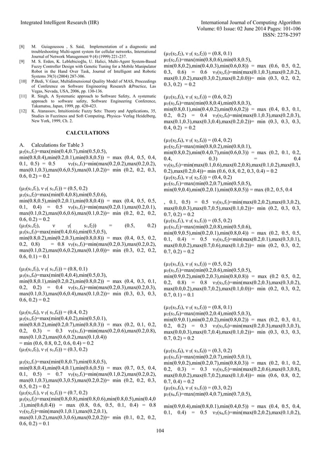 Fuzzy Max-Min Composition in Quality Specifications of Multi-Agent System | PDF