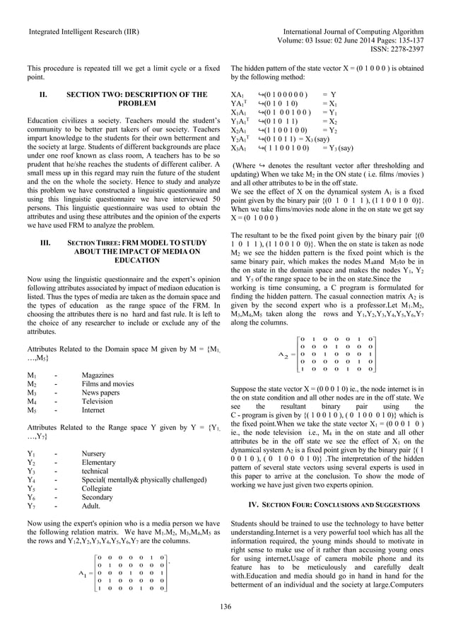 Study on Impact of Media on Education Using Fuzzy Relational Maps | PDF