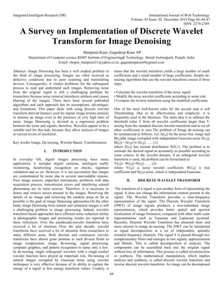 A Survey on Implementation of Discrete Wavelet Transform for Image Denoising | DOC | Photo ...