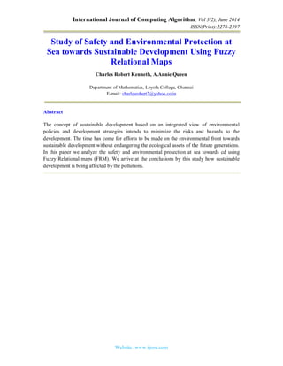 Study of Safety and Environmental Protection at Sea towards Sustainable ...