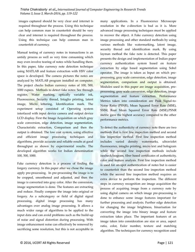 Review of Various Image Processing Techniques for Currency Note ...