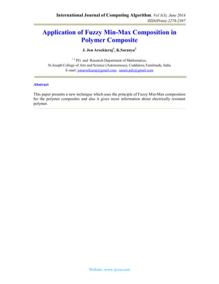 Application of Fuzzy Min-Max Composition in Polymer Composite | PDF