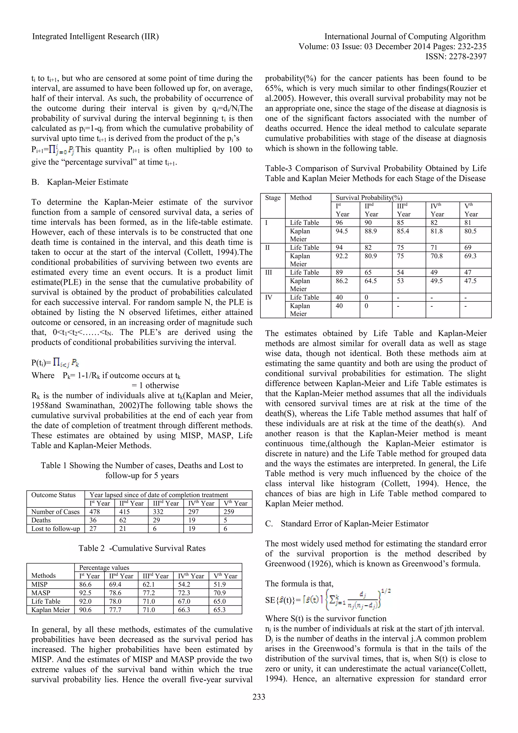 Non Parametric Survival Models Doc Cancer Diseases And Conditions
