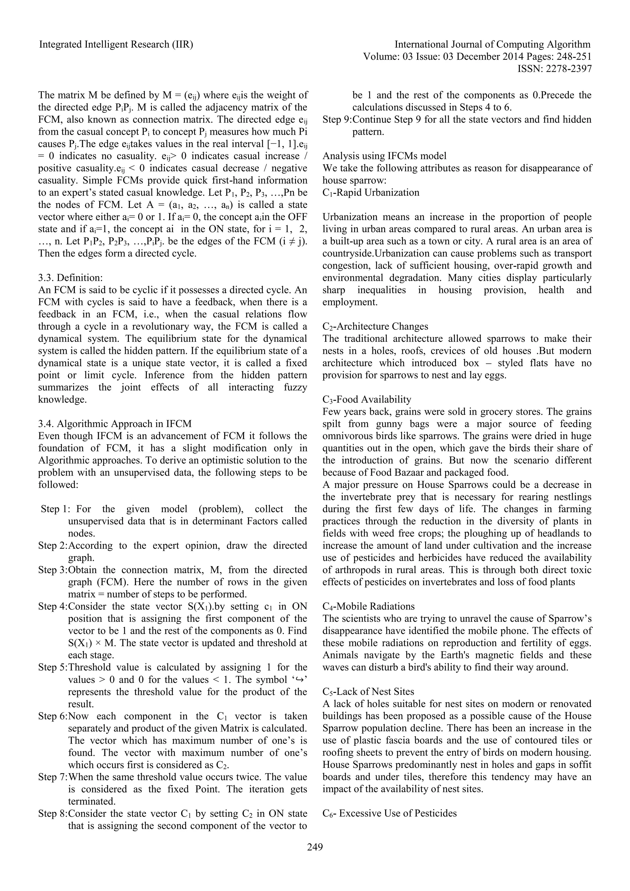 Study on Disappearance of House Sparrow Using Induced Fuzzy Cognitive Maps (IFCMs) | DOC | Birds ...