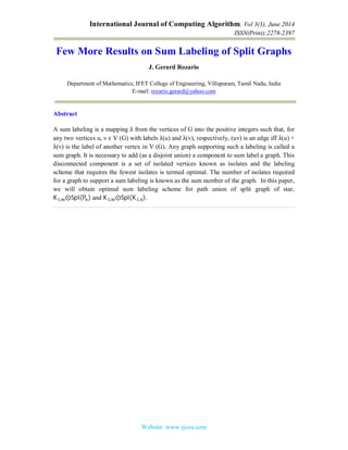 Few More Results on Sum Labeling of Split Graphs | PDF | Maps & Navigation