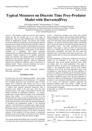 Typical Measures on Discrete Time Prey-Predator Model with HarvestedPrey | PDF