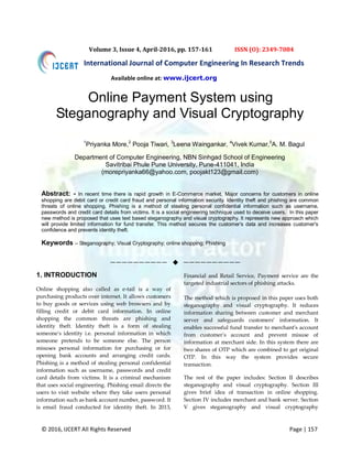 Online Payment System using Steganography and Visual Cryptography | PDF