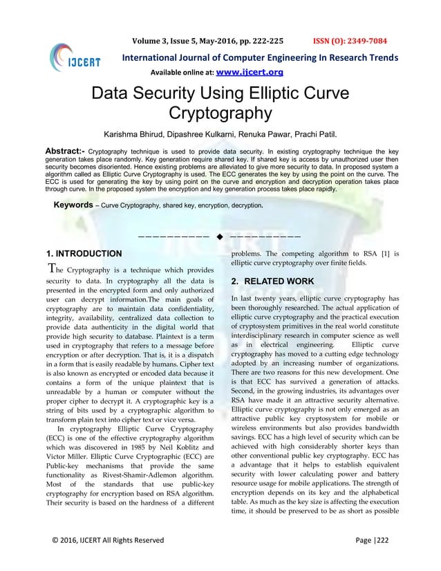 Data Security Using Elliptic Curve Cryptography | PDF | Information and Network Security | Computing