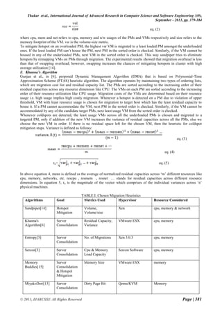 SERVER COSOLIDATION ALGORITHMS FOR CLOUD COMPUTING: A REVIEW | PDF