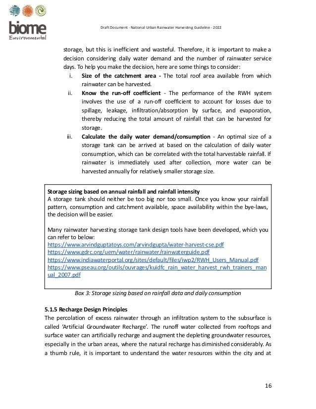 National Urban Rainwater Harvesting Guidelines | PDF