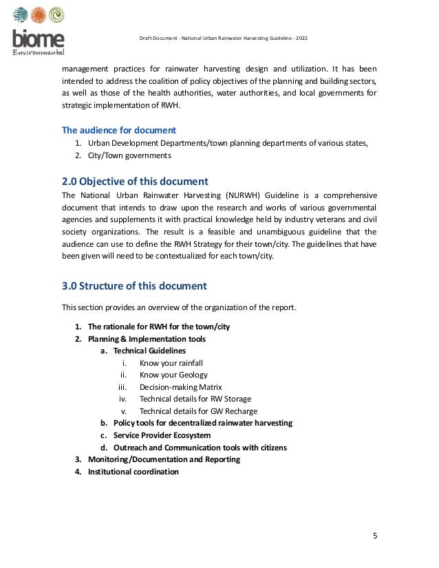 National Urban Rainwater Harvesting Guidelines | PDF