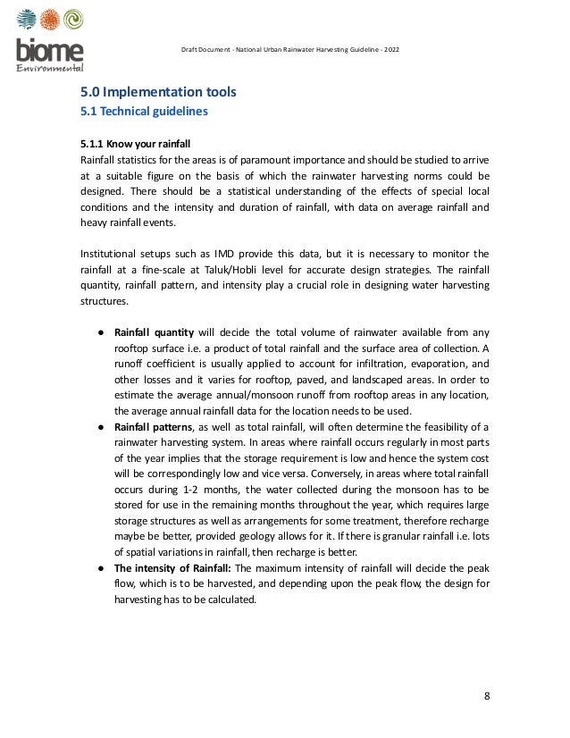 National Urban Rainwater Harvesting Guidelines | PDF