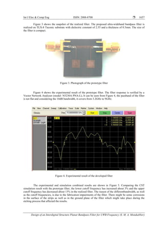 Design of an Interdigital Structure Planar Bandpass Filter for UWB Frequency | PDF