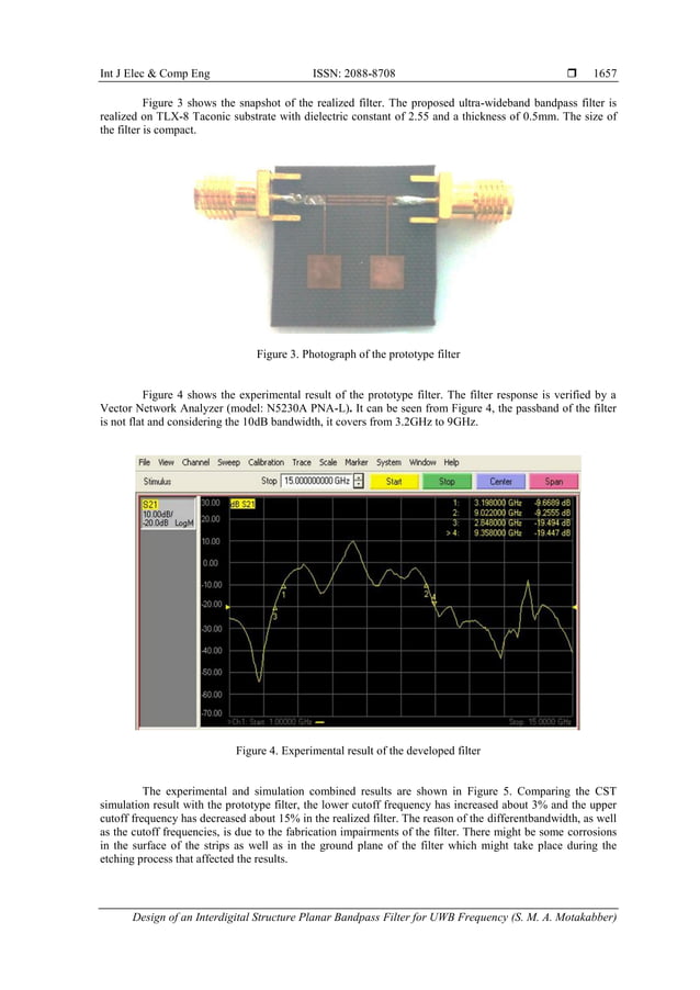 Design of an Interdigital Structure Planar Bandpass Filter for UWB Frequency | PDF