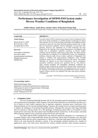 Performance Investigation of OFDM-FSO System under Diverse Weather Conditions of Bangladesh | PDF