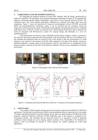 Microstrip Rectangular Monopole Antennas with Defected Ground for UWB Applications | PDF