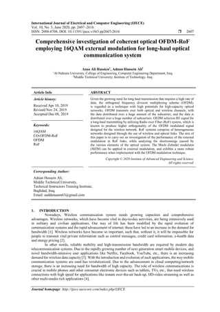 Comprehensive investigation of coherent optical OFDM-RoF employing 16QAM external modulation for ...