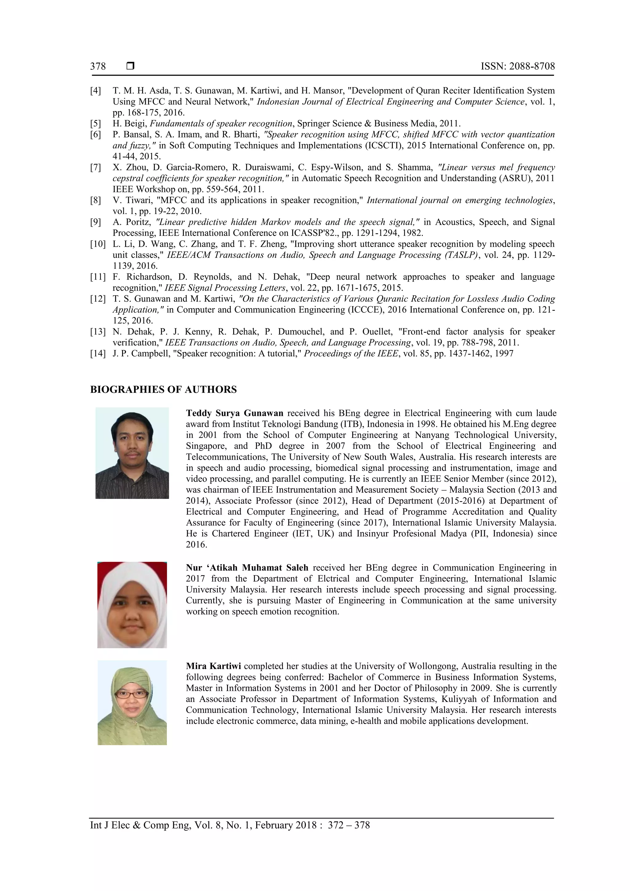 Development Of Quranic Reciter Identification System Using Mfcc And Gmm Classifier Pdf