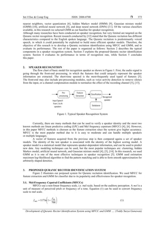 Development of Quranic Reciter Identification System using MFCC and GMM Classifier | PDF