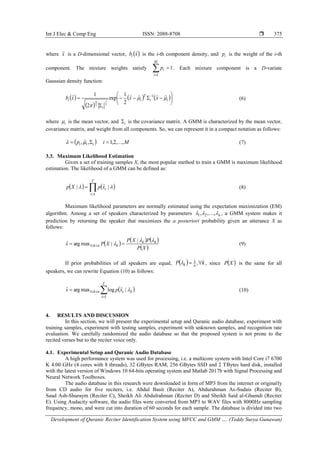 Development of Quranic Reciter Identification System using MFCC and GMM Classifier | PDF