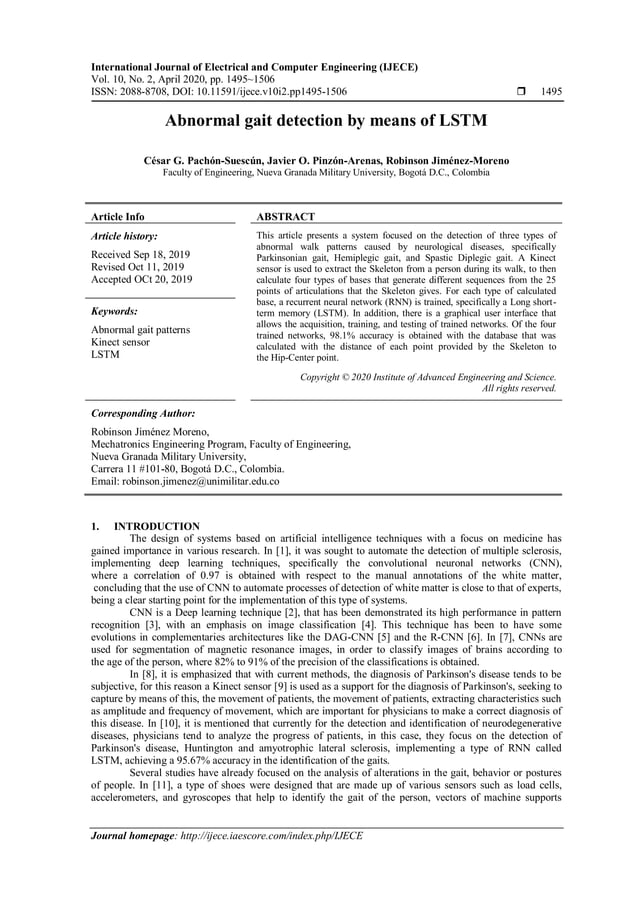 Abnormal gait detection by means of LSTM | PDF