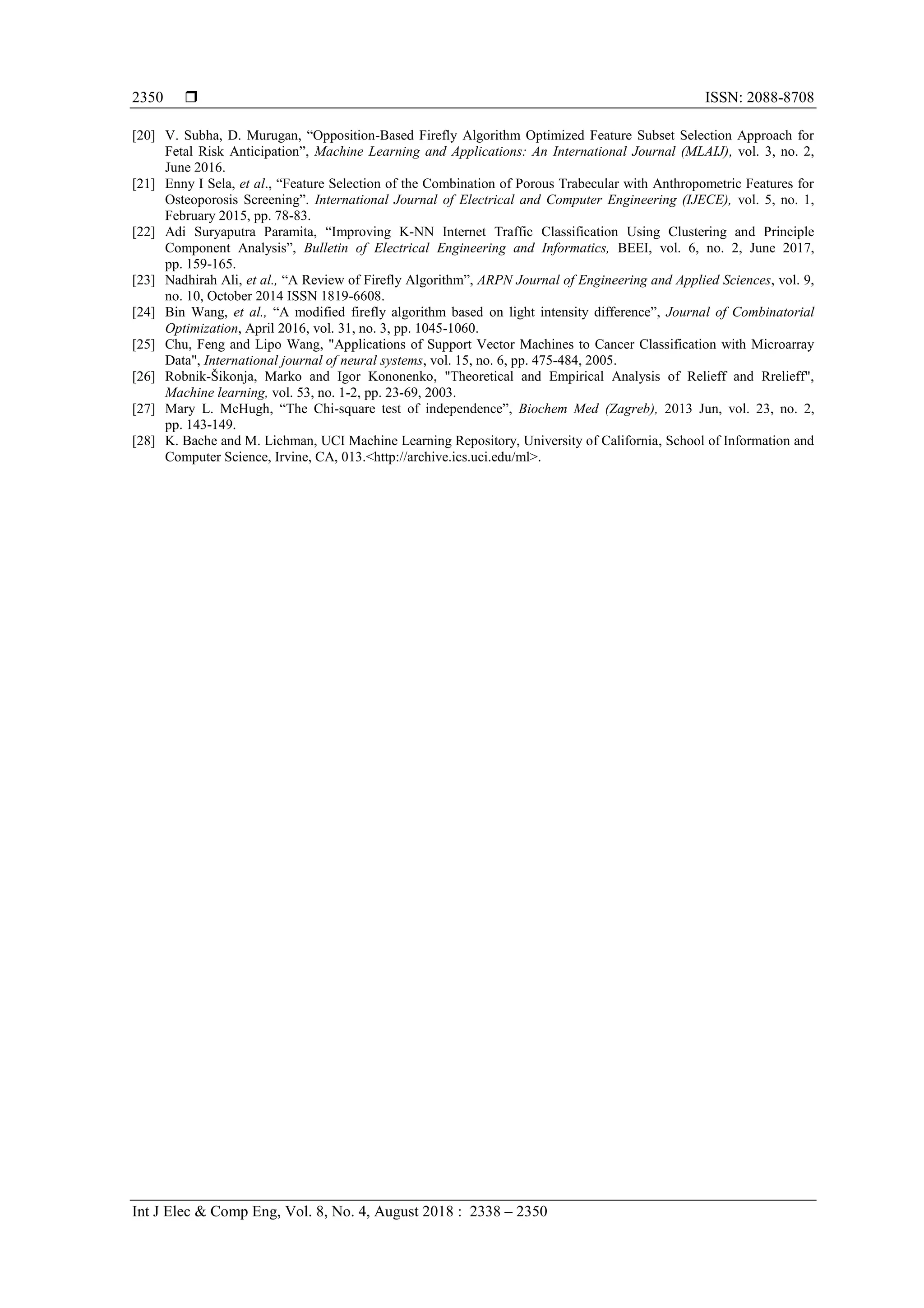 Feature Selection Approach based on Firefly Algorithm and Chi-square | PDF