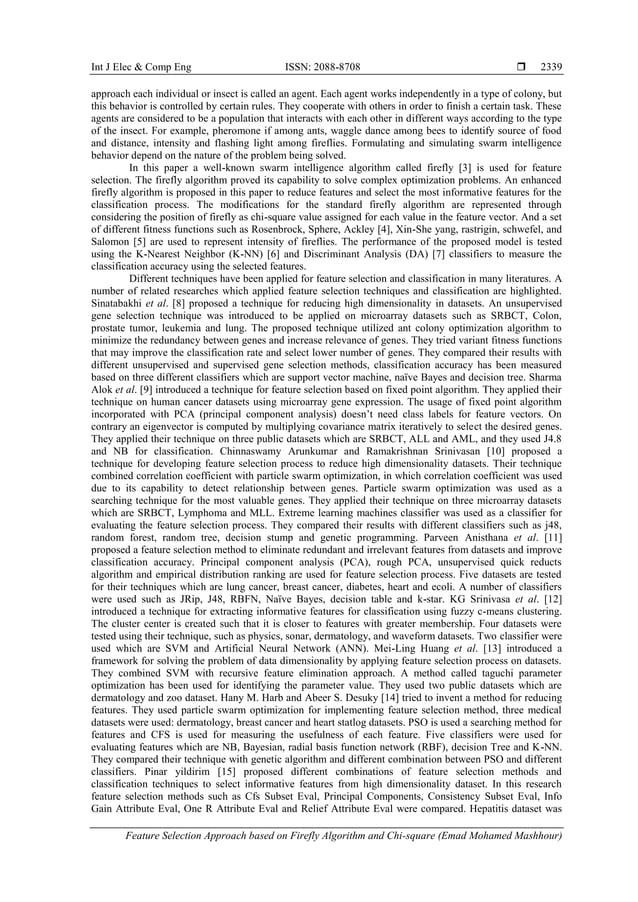Feature Selection Approach Based On Firefly Algorithm And Chi Square Pdf 3758