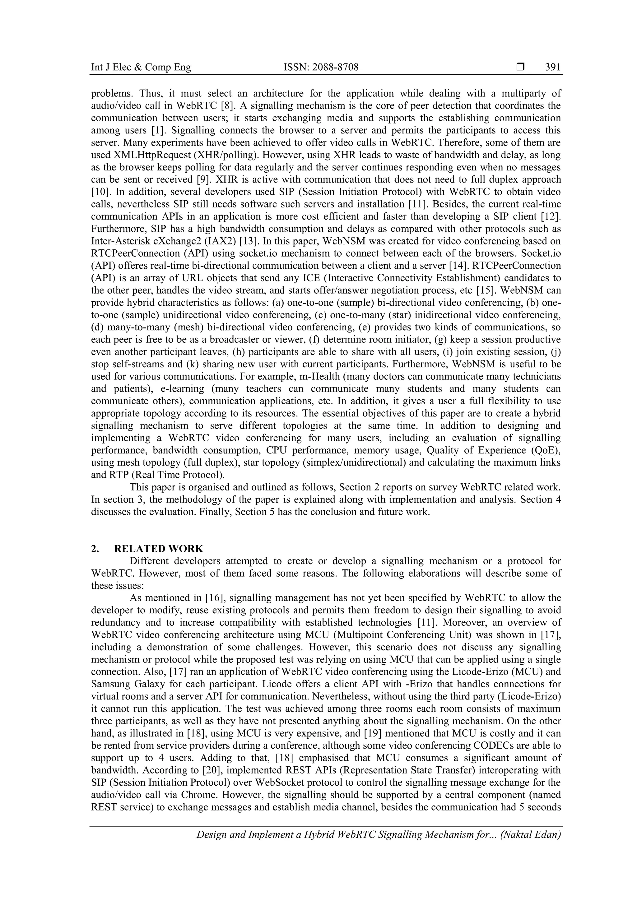 Design and Implement a Hybrid WebRTC Signalling Mechanism for Unidirectional & Bi-directional ...