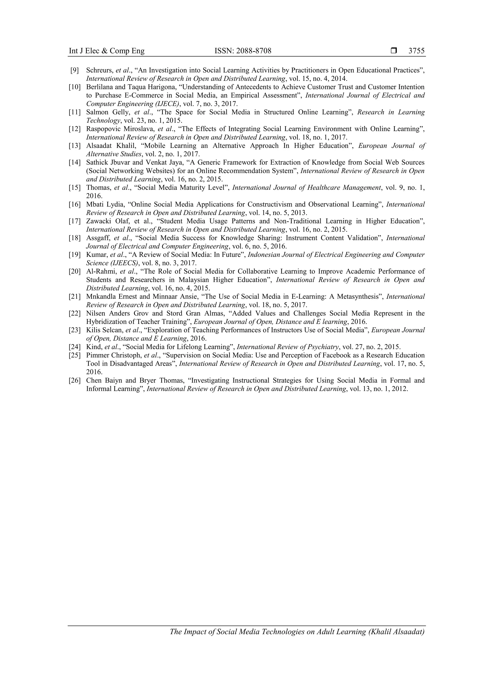 The Impact of Social Media Technologies on Adult Learning | PDF