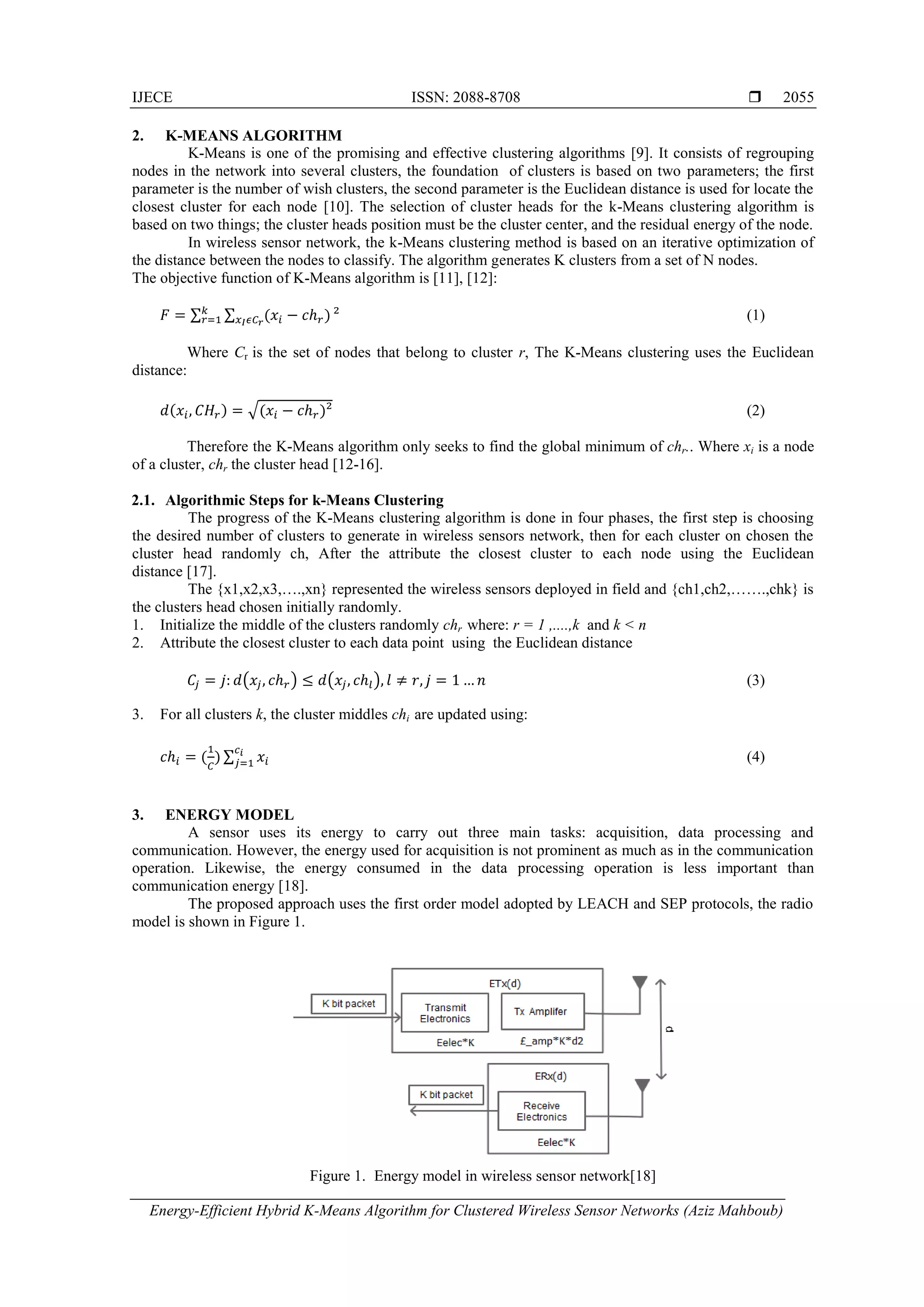 Energy-Efficient Hybrid K-Means Algorithm for Clustered Wireless Sensor Networks | PDF