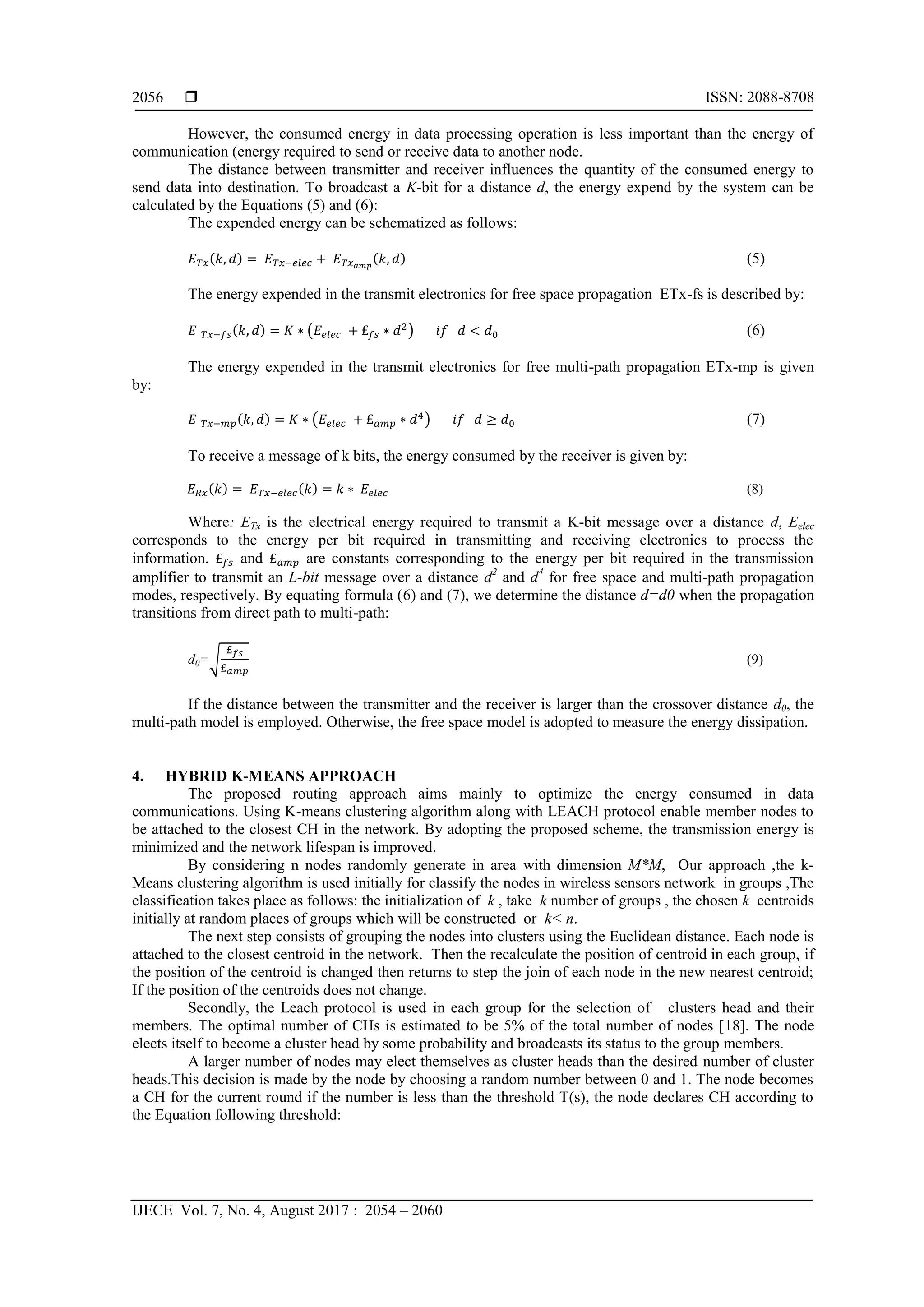 Energy-Efficient Hybrid K-Means Algorithm for Clustered Wireless Sensor Networks | PDF