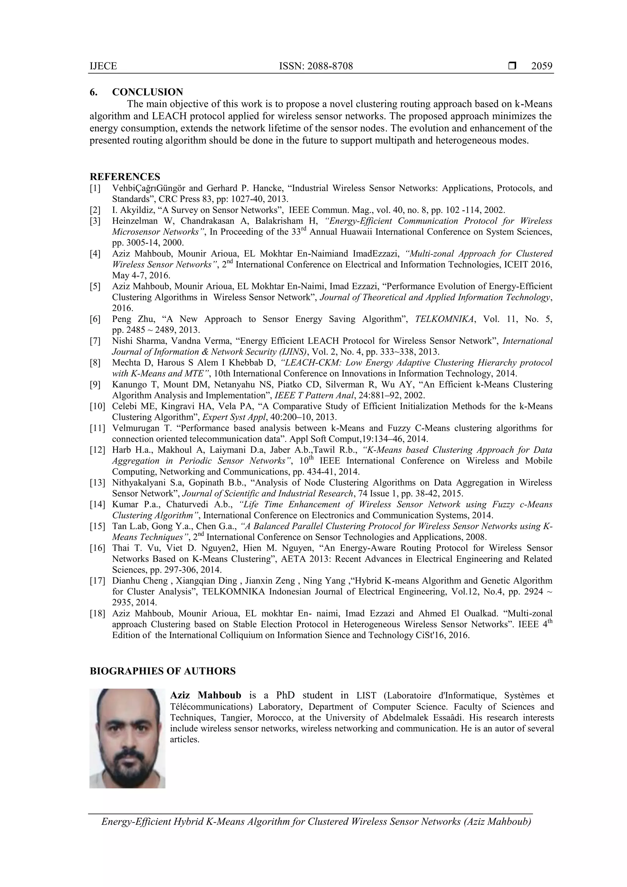 Energy Efficient Hybrid K Means Algorithm For Clustered Wireless Sensor