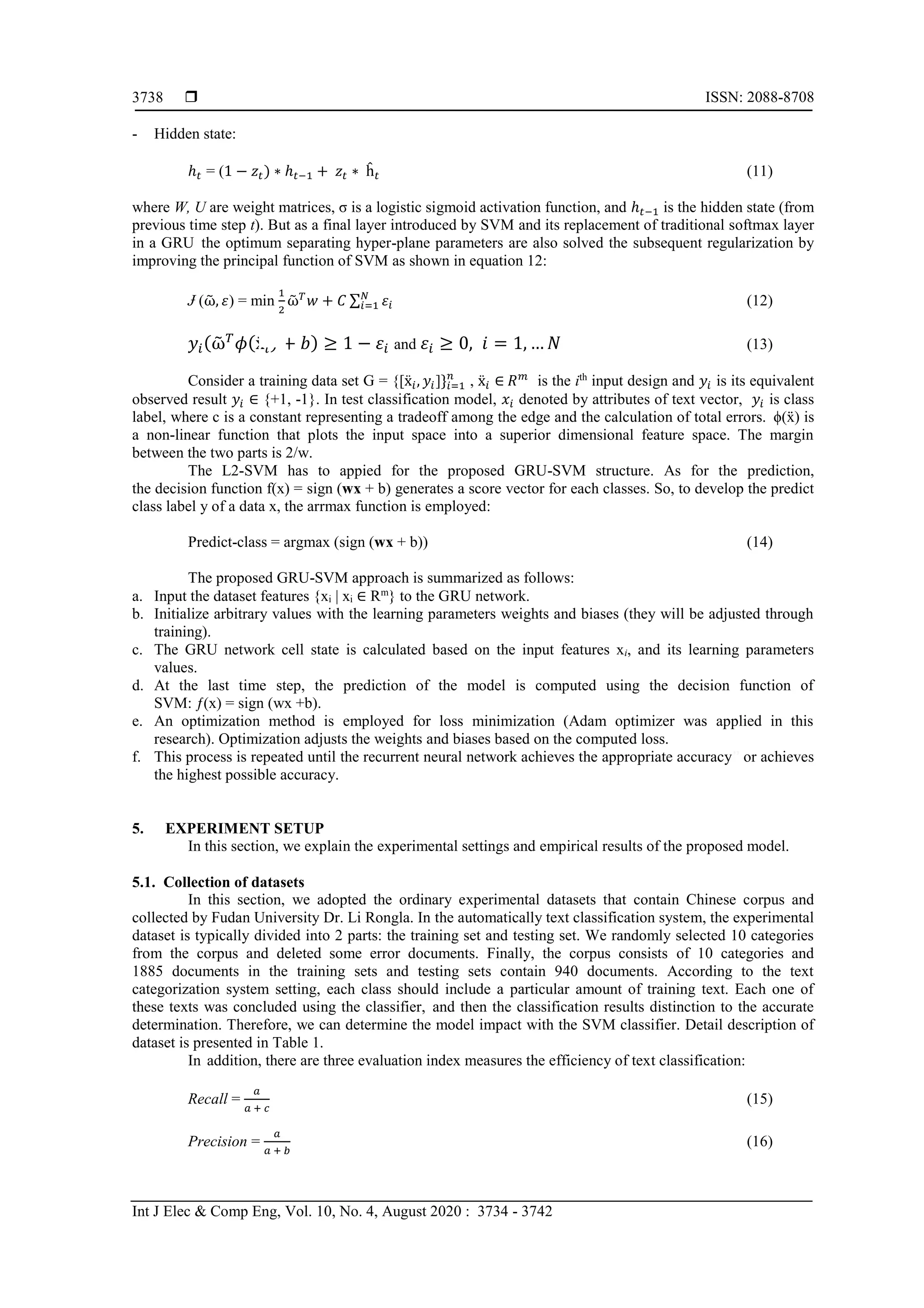 Text Classification Based On Gated Recurrent Unit Combines With Support Vector Machine Pdf