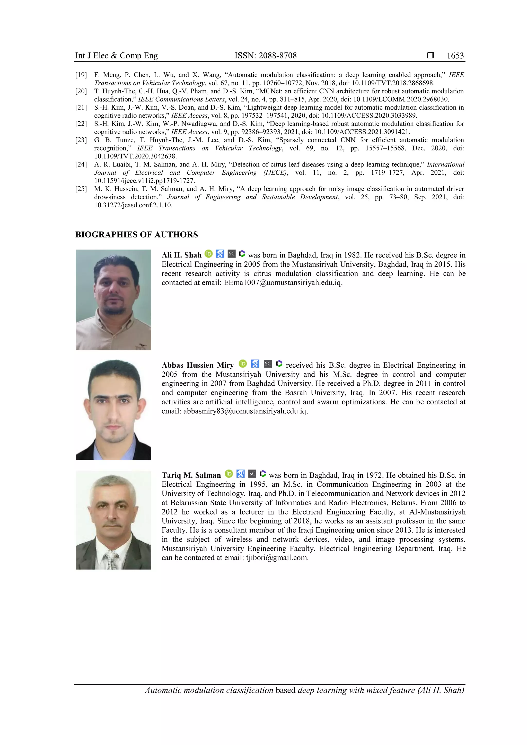 Automatic Modulation Classification Ased B Deep Learning With Mixed Feature Pdf