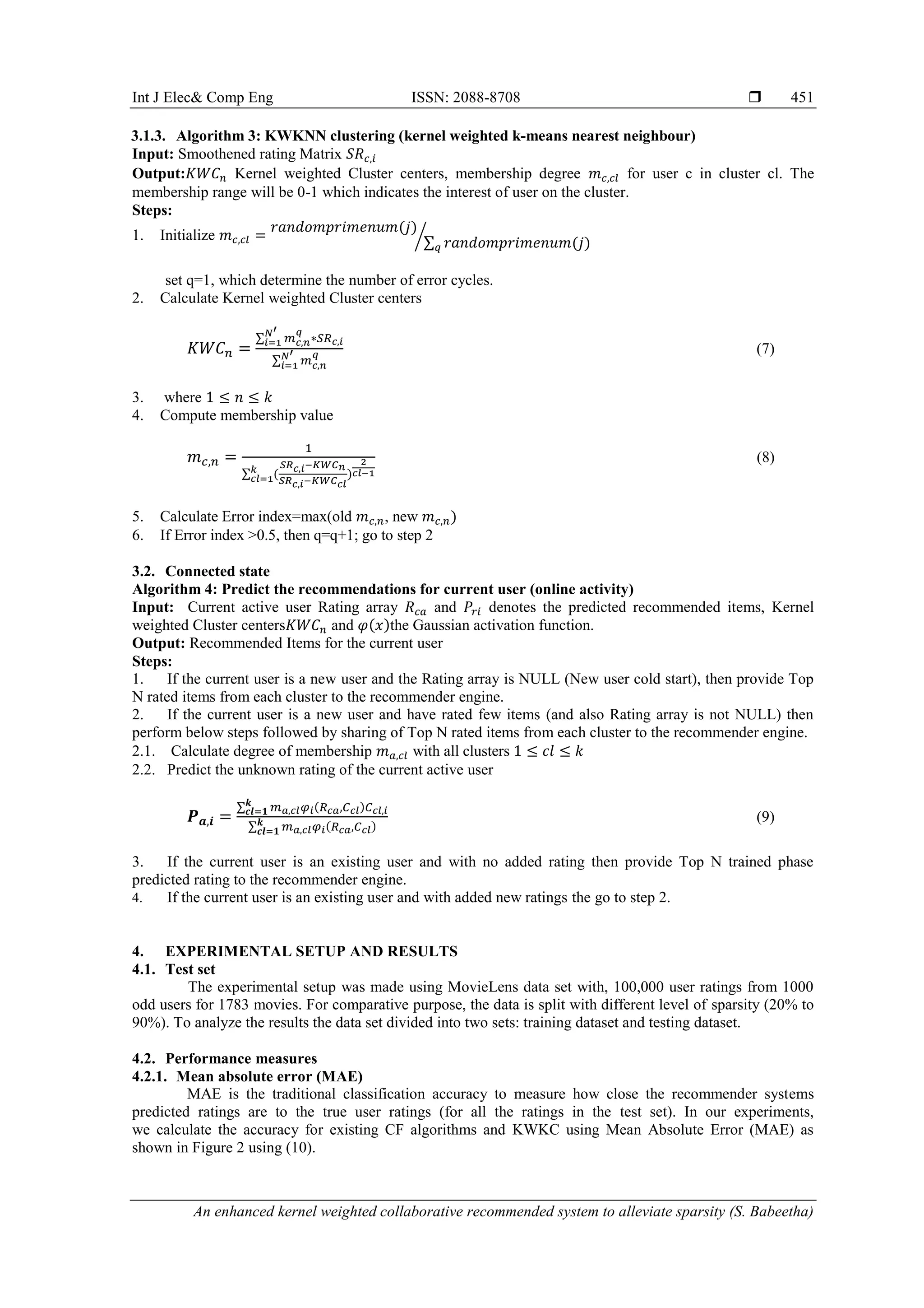 An enhanced kernel weighted collaborative recommended system to alleviate sparsity | PDF ...
