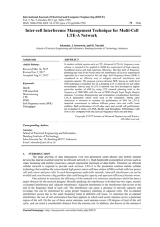 Inter-cell Interference Management Technique for Multi-Cell LTE-A Network | PDF