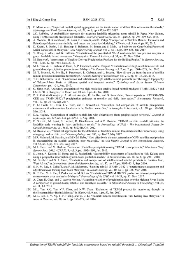 Estimation of TRMM rainfall for landslide occurrences based on rainfall threshold analysis | PDF